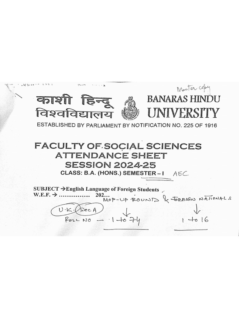 Attendance Sheet of AEC | PDF