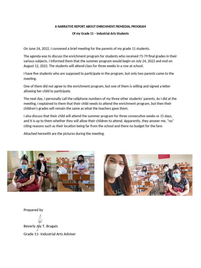 A Narrative Report About Enrichment | PDF