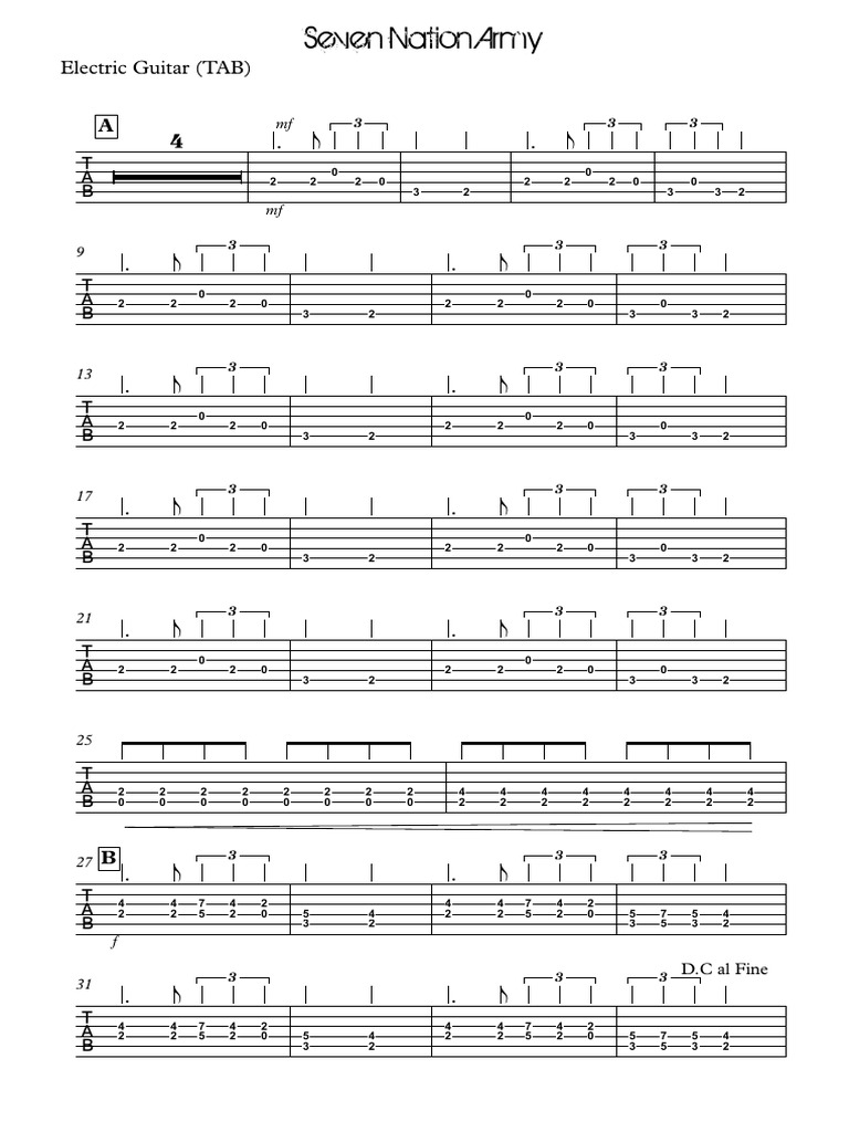 7nation Army - Electric Guitar (TAB) | PDF | Irish Musical Instruments ...