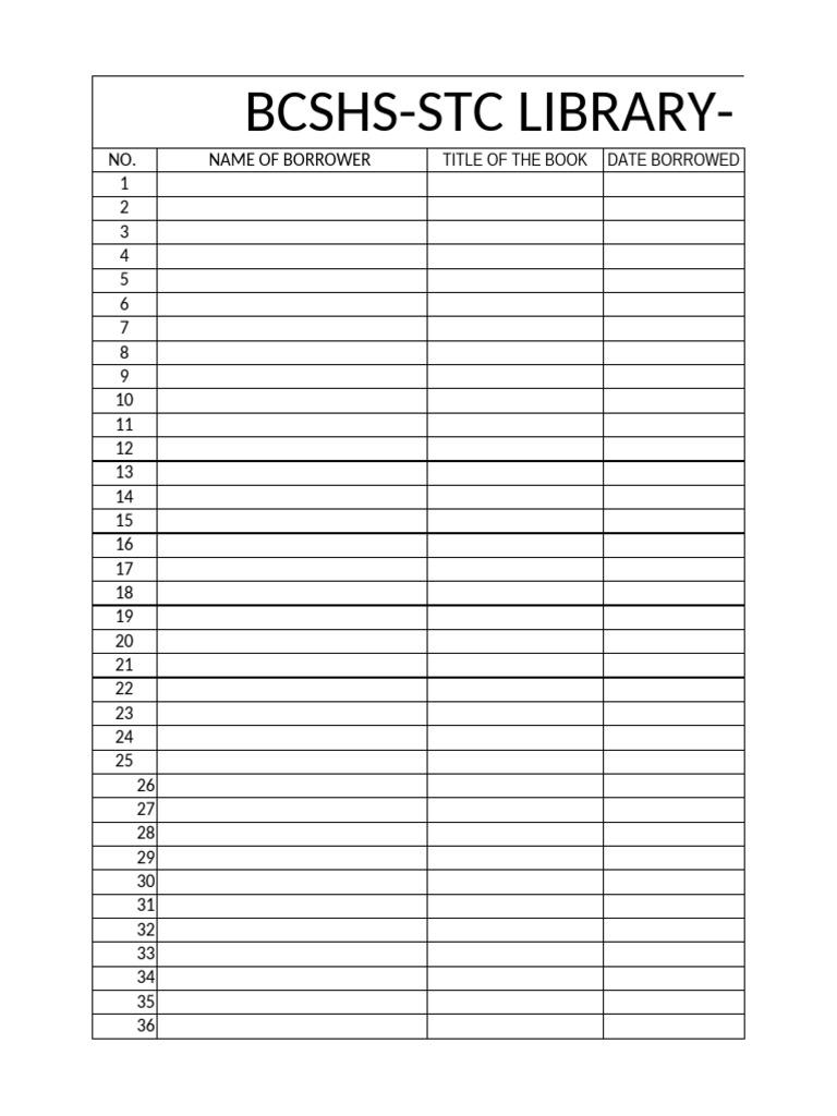 Borrower's Log Book | PDF
