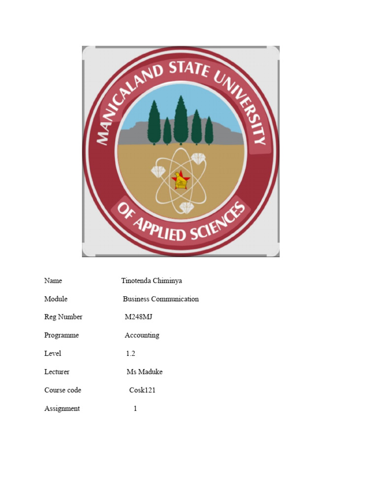 I Am Sharing 'Tinotenda Chiminya Business Communication Assignment 1 ...