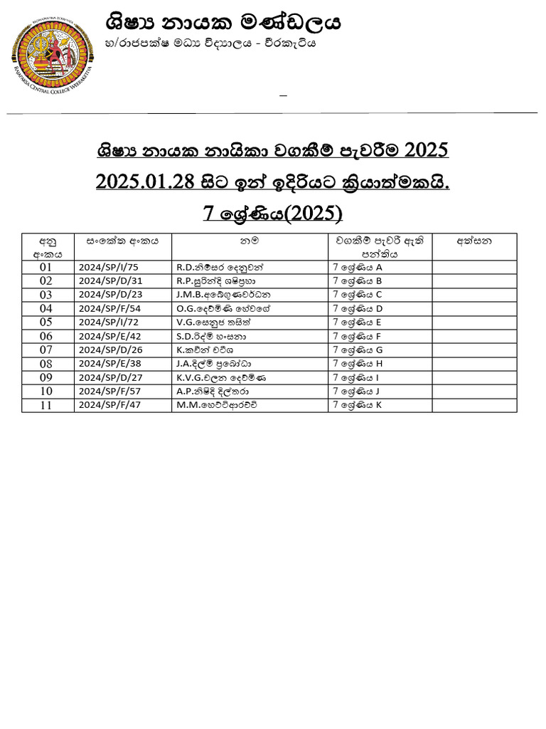 Prefects Duty - 2025 | PDF