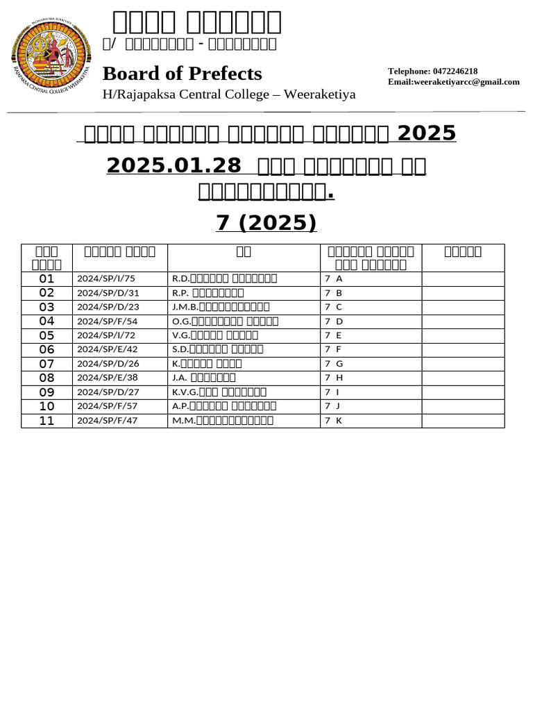 Prefects Duty - 2025 | PDF