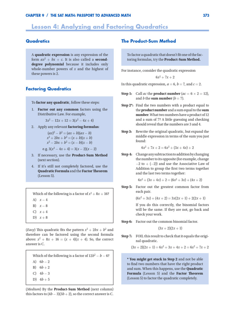 Factoring and Solving Quadratics Guide | PDF | Quadratic Equation ...