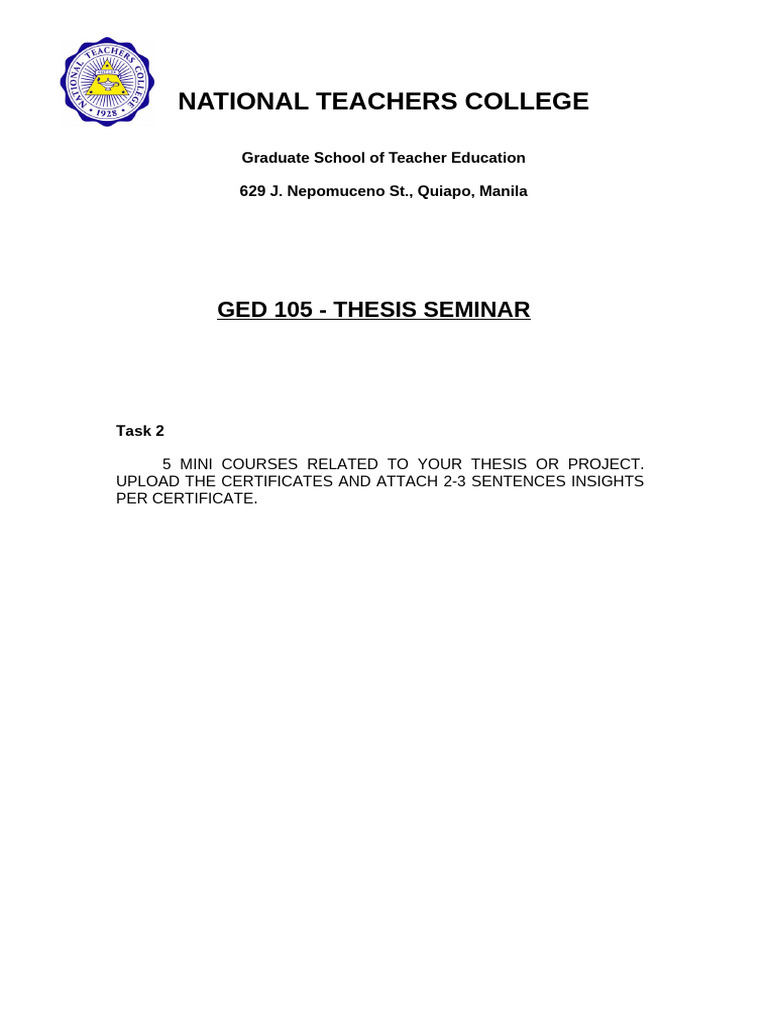 THESIS SEMINAR PRELIM TASK 2 | PDF