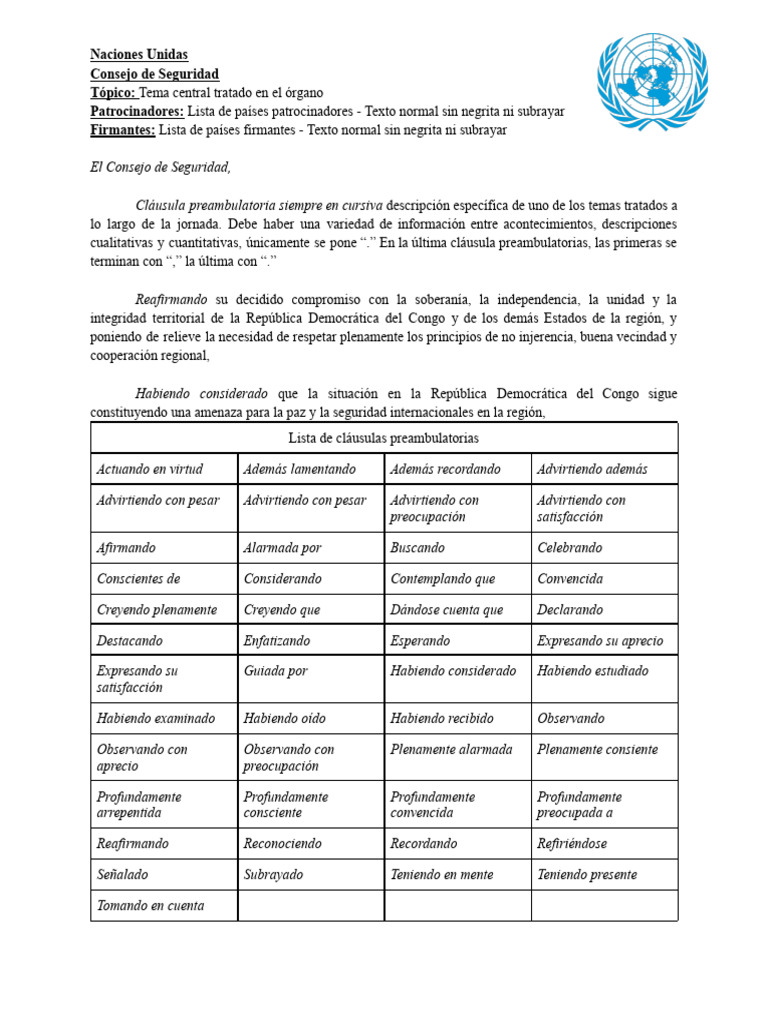 Resolution Paper Guía | PDF | Naciones Unidas | Relaciones internacionales