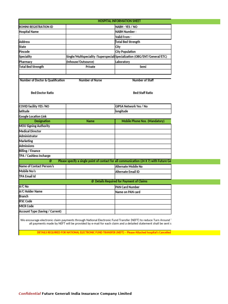 Hospital Information Sheet | PDF | Cheque