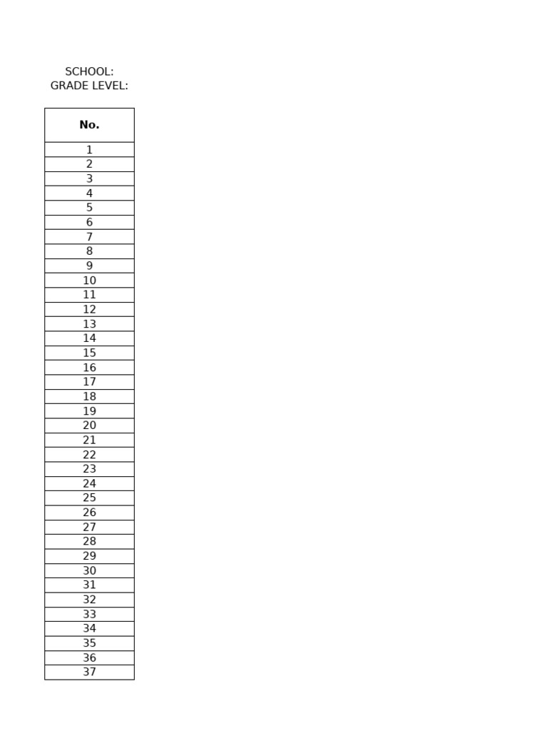 Student Grade Level Roster Template | PDF