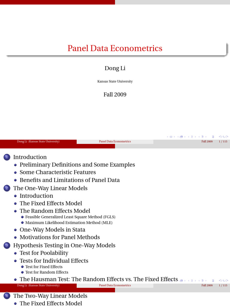 Panel Data Econometrics-1 | PDF | Linear Regression | Fixed Effects Model
