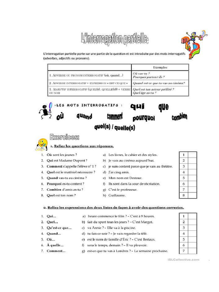 Cm1 Exercices Interro Partielles | PDF