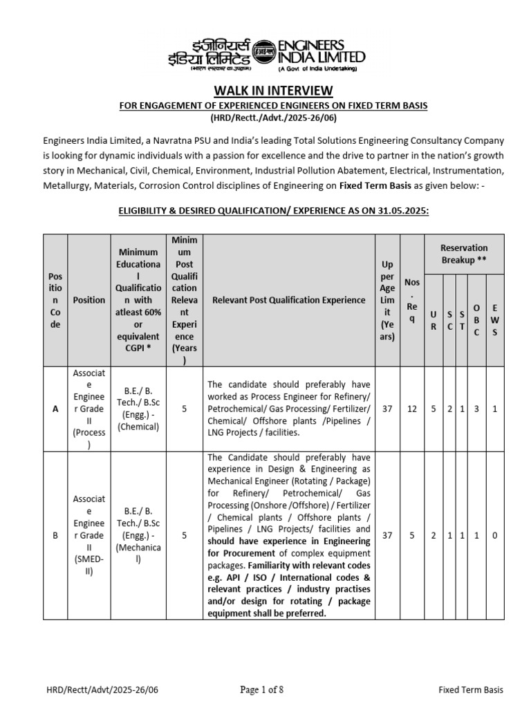 Engineers India Limited (Eil) Job 7 | PDF