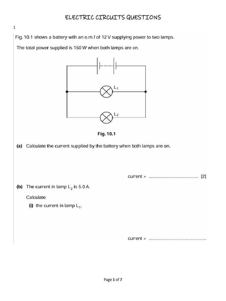 Electric Circuits Question Set | PDF