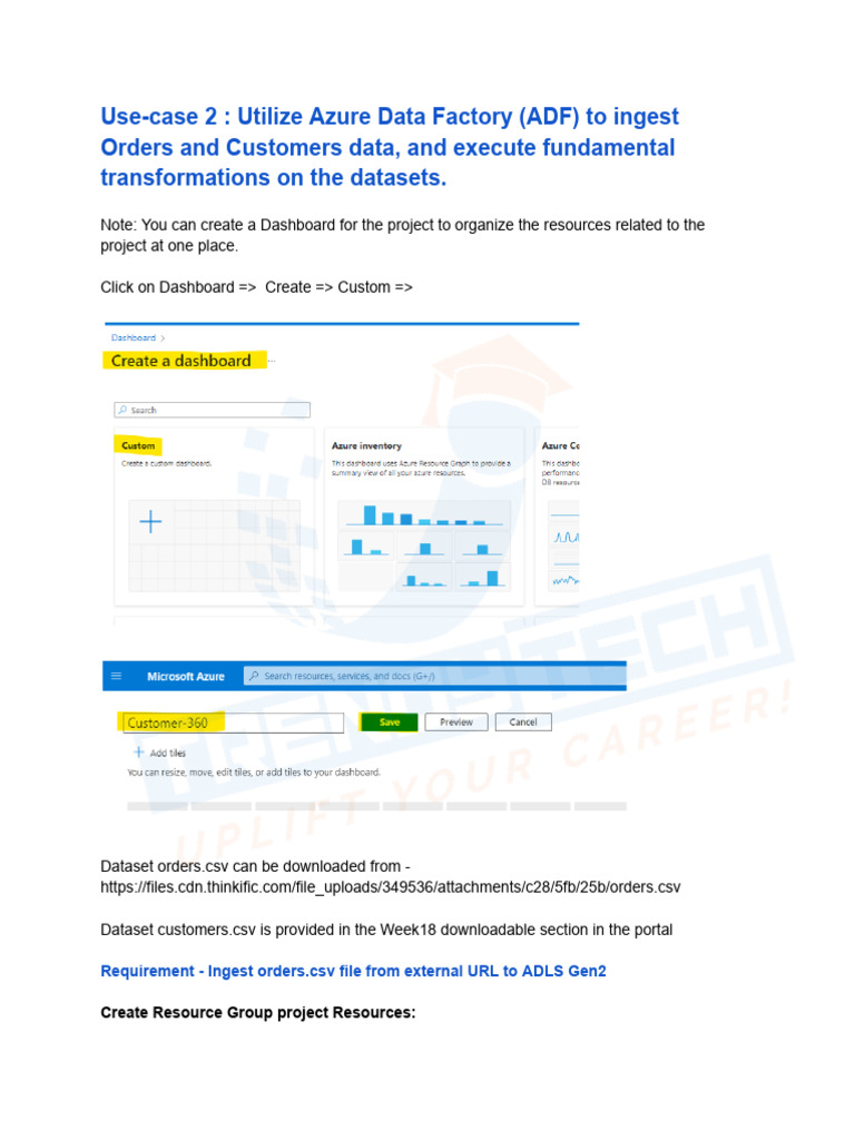 Use-Case 2: Utilize Azure Data Factory (ADF) To Ingest Orders and Customers Data, and Execute ...