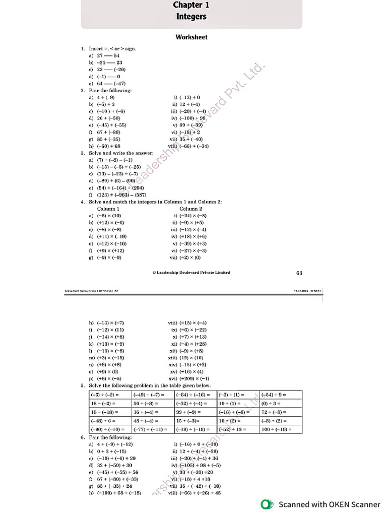 Math Revision Worksheet | PDF