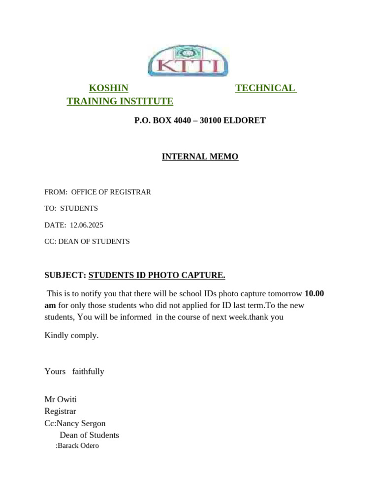 Student ID Photo Capture Notice | PDF