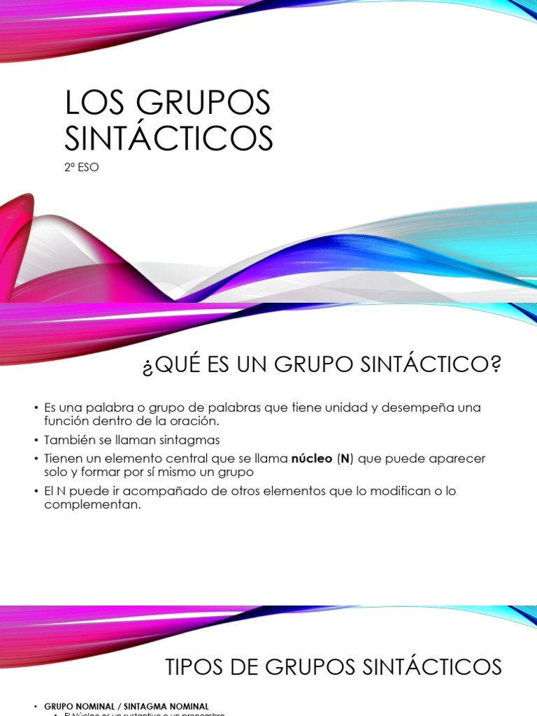Grupos Sintácticos: Definición y Tipos | PDF | Adverbio | Adjetivo