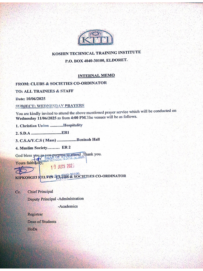 Memo Wednesday Prayers June 2025 | PDF