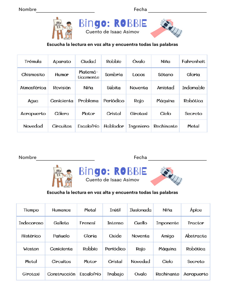 Bingo Robbie (20 Copias Una Cara) | PDF