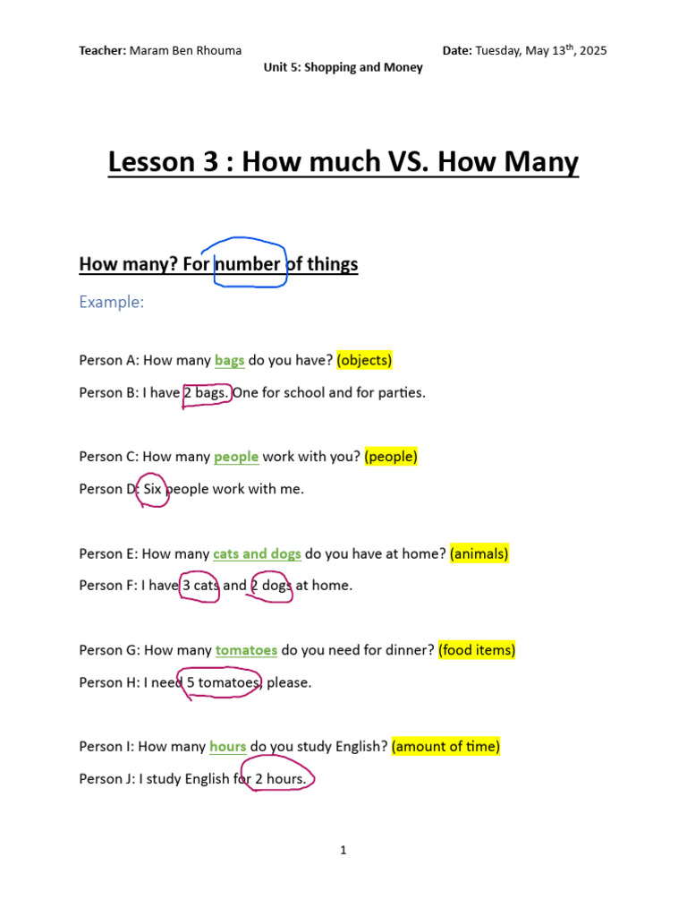 How Much vs. How Many Lesson Completed | PDF | Foods | Cuisine
