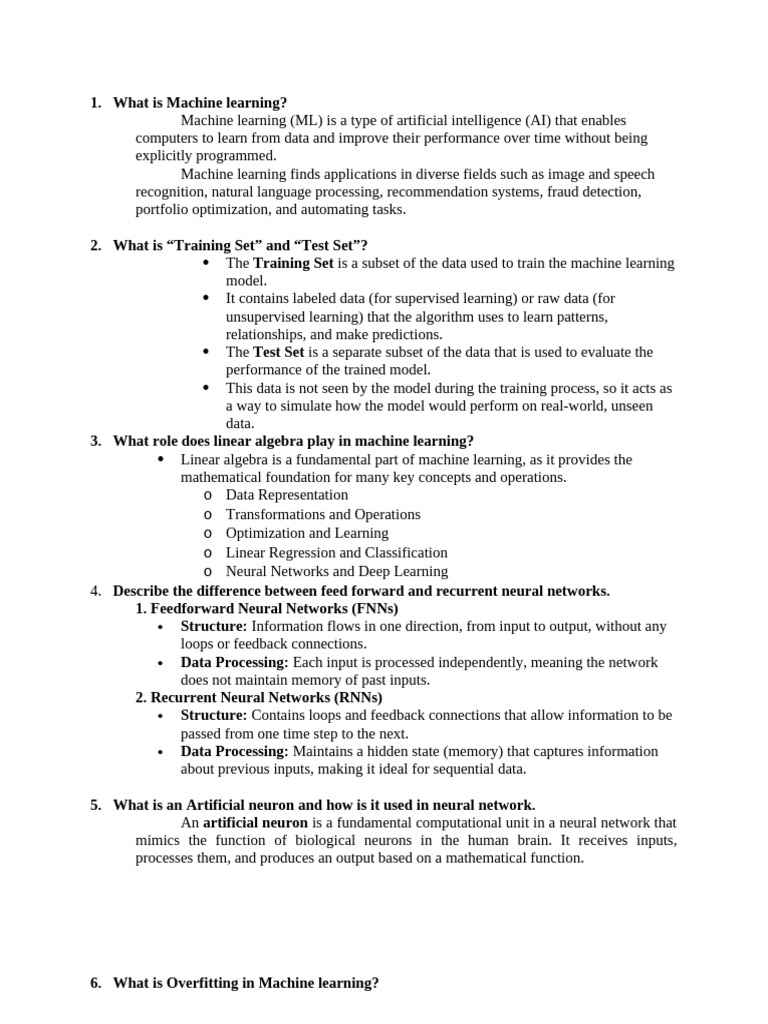 Aiml Important Questions | PDF | Machine Learning | Statistical ...