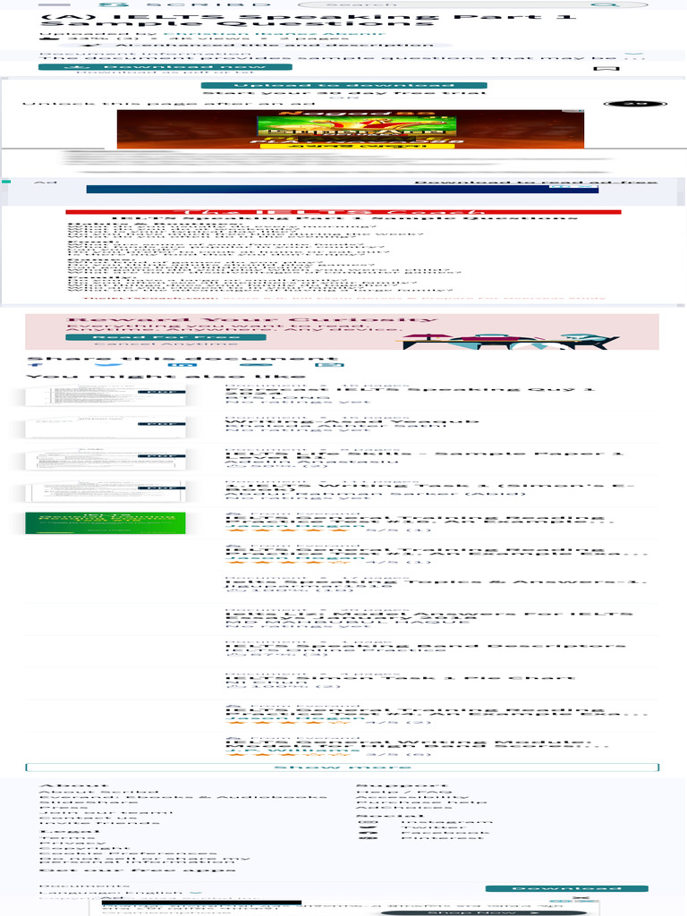 (A) IELTS Speaking Part 1 Sample Questions PDF Learning | PDF | International English Language ...