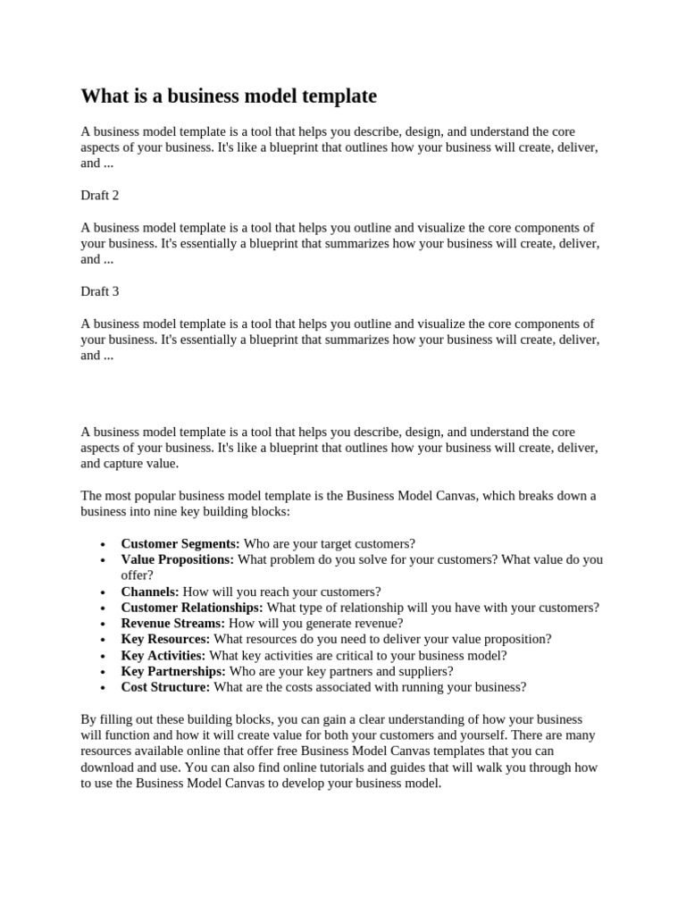 Business Model Template Overview | PDF | Expense | Balance Sheet