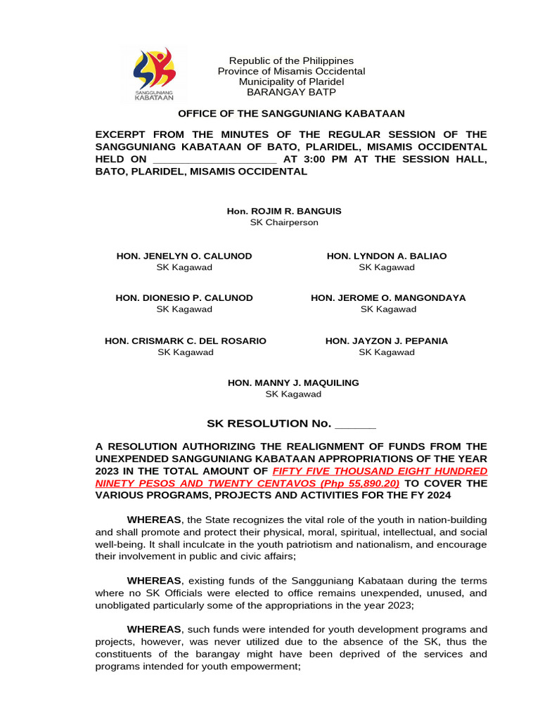 Resolution For Realignment | PDF | Philippines