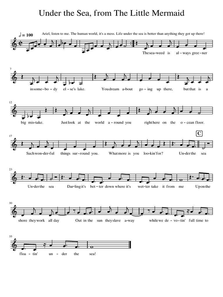 Under The Sea For BB Trumpet | PDF