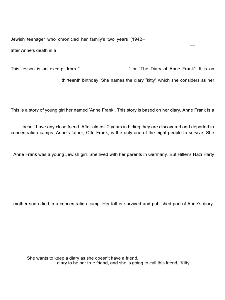 From The Diary of Anne Frank | PDF | Anne Frank