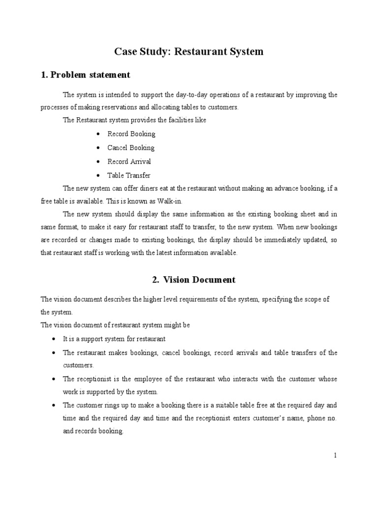 Restaurant | Use Case | Information Management