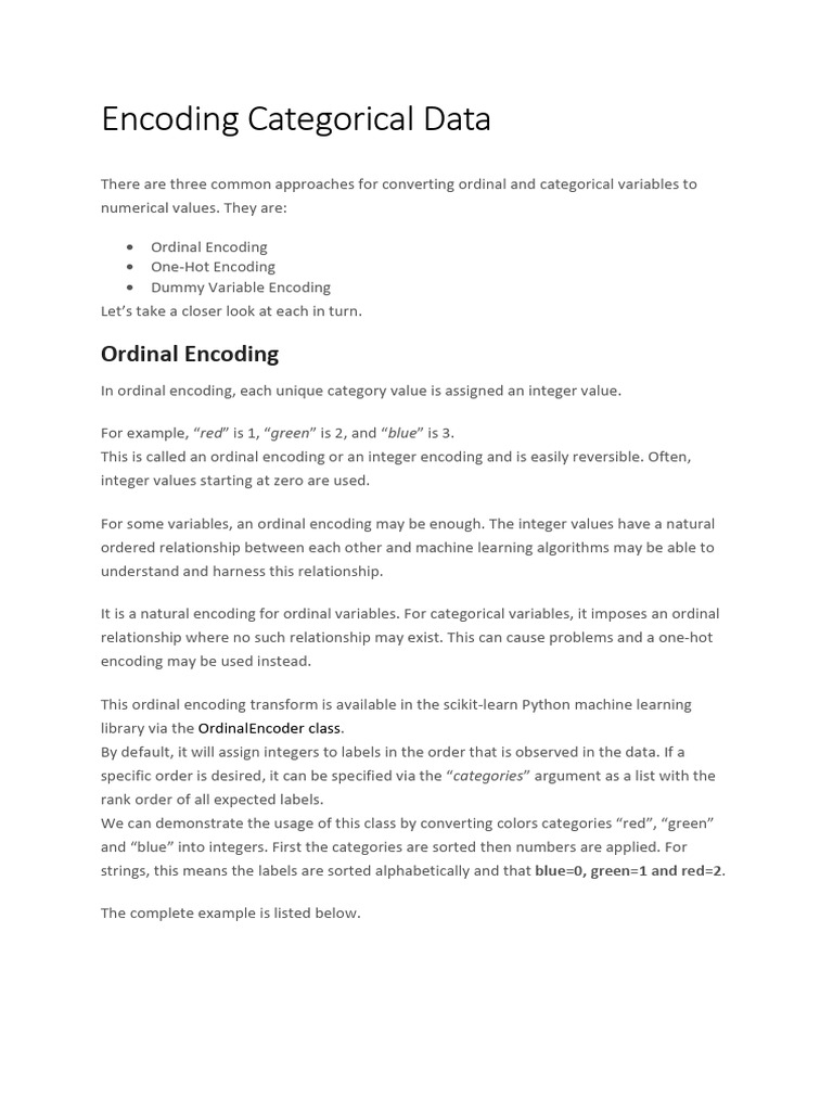 Encoding Categorical Data | PDF | Categorical Variable | Computer Programming