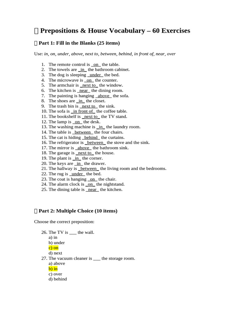 House Prepositions Eva Amaya 3240198 | PDF | Kitchen | Room