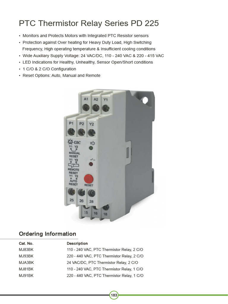 PTC Thermistor Relay Series PD 225 | PDF | Alternating Current | Relay