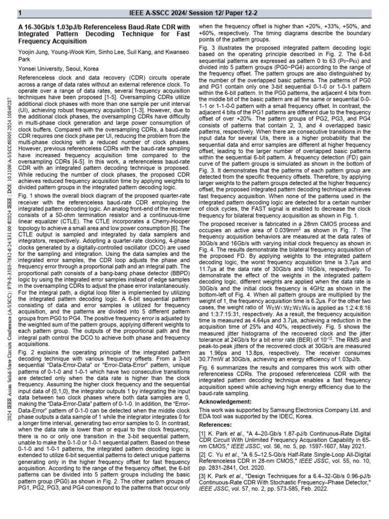 (2024) A 16-30Gb S 1.03pJ B Referenceless Baud-Rate CDR With Integrated ...