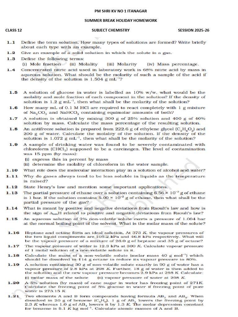 Summer Break Holiday HW | PDF