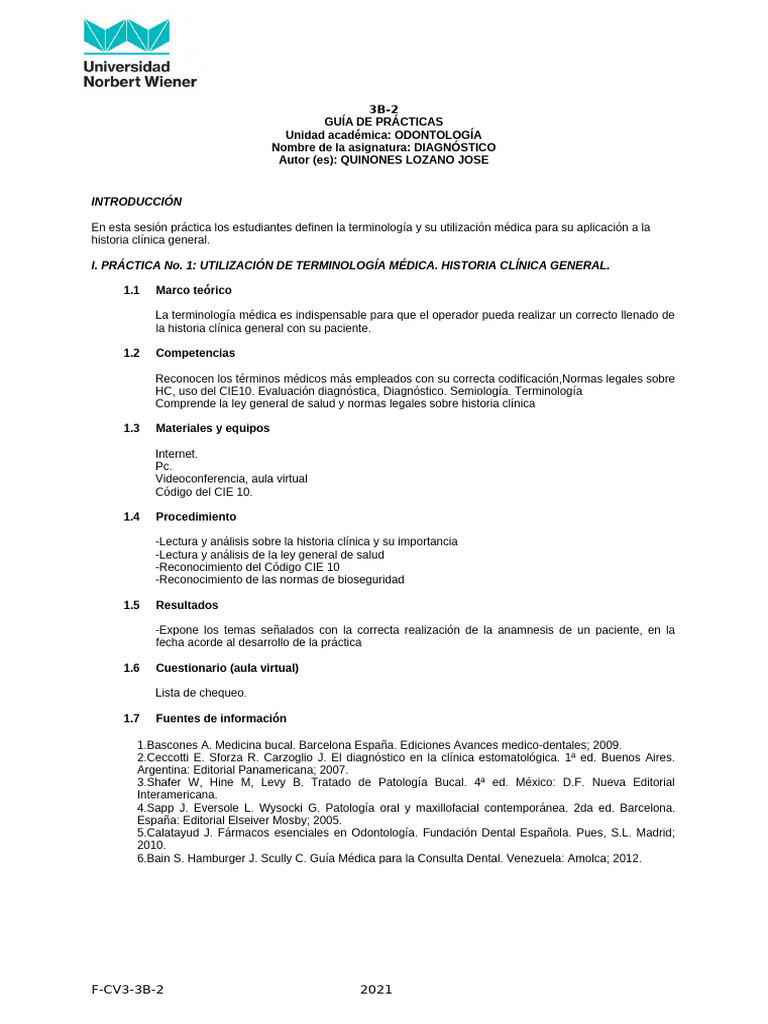 Guia Practica Diagnostico 2021-2 | PDF | Clínica | Historial médico