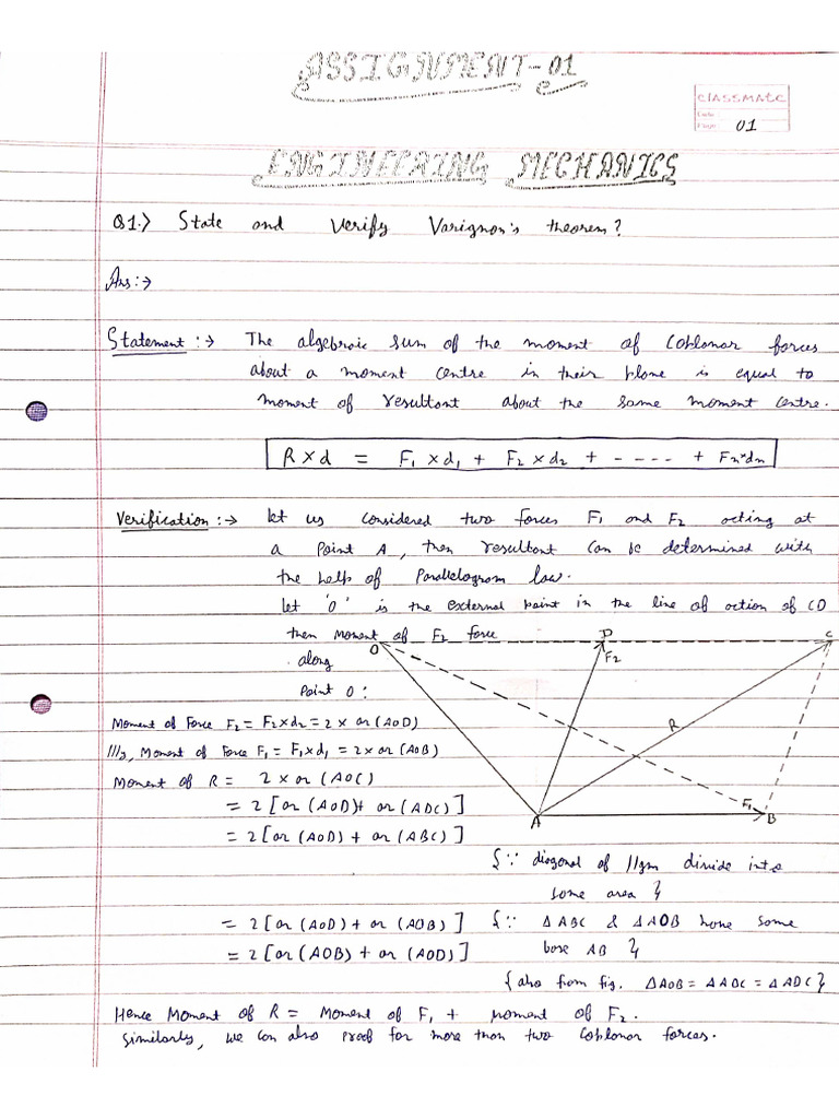 Engineering Mechanics Assignment 1 | PDF