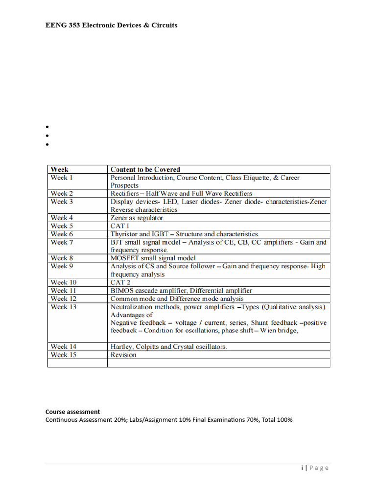 EENG 353 Electronic - Devices | PDF | Rectifier | Amplifier