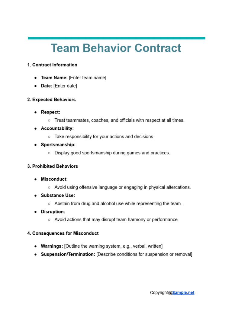 Team Behavior Contract Guidelines | PDF