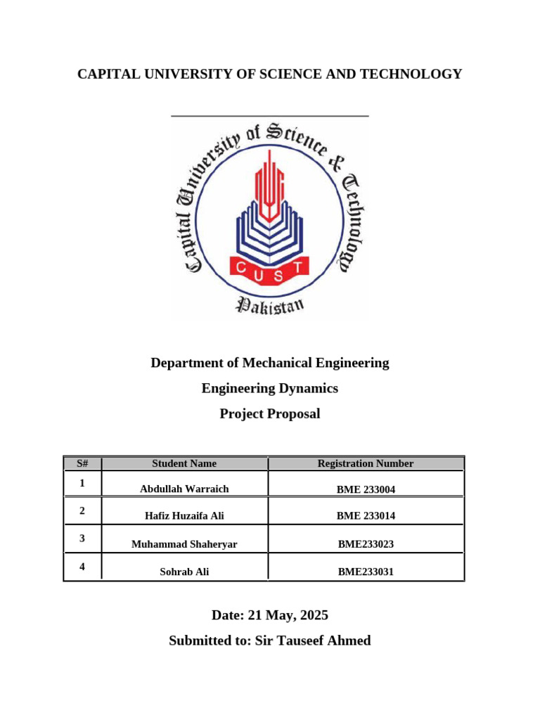 Engineering Dynamics Proposal | PDF