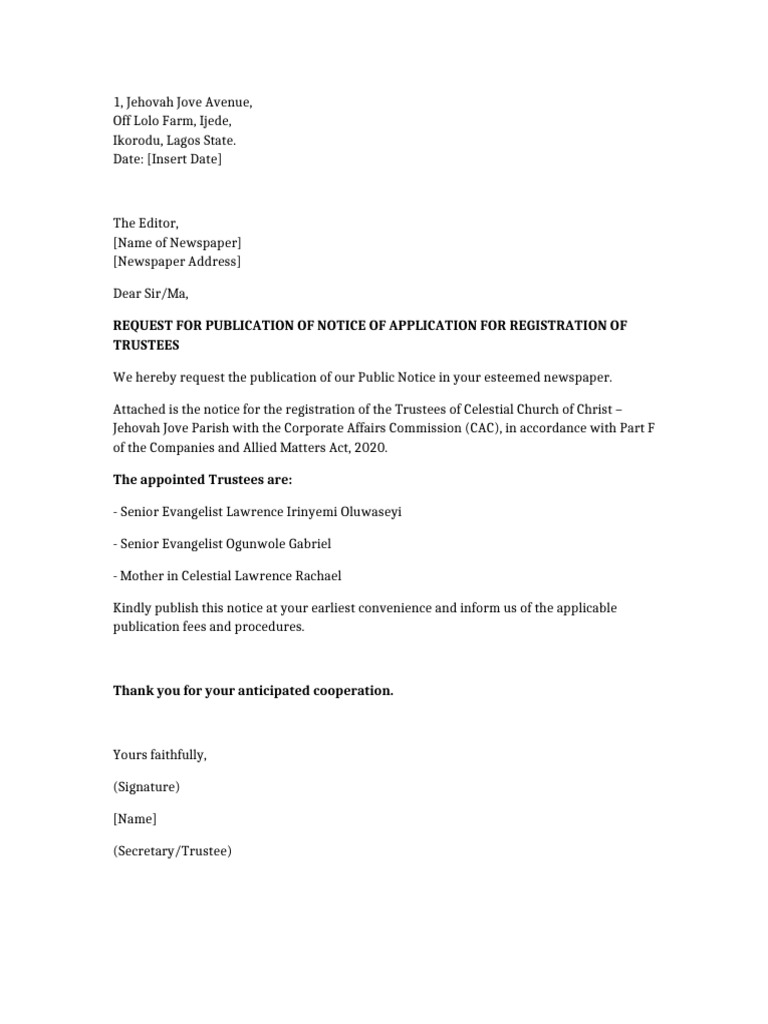 Updated Cover Letter Publication Request | PDF
