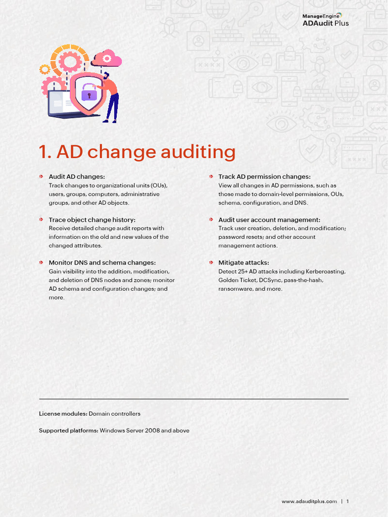 AD Change Auditing with ManageEngine | PDF
