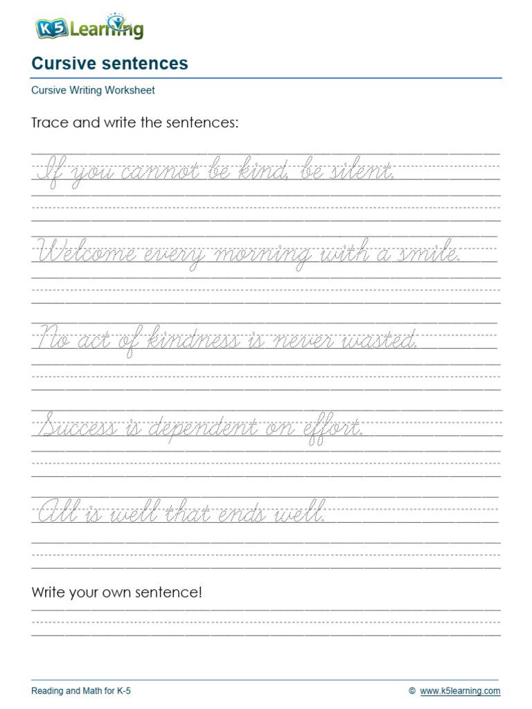 Handwriting Practice Sentences 3 Printable | PDF