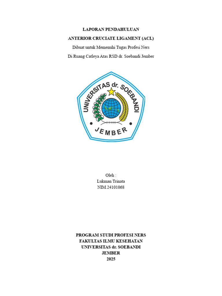 LP Asuhan Keperawatan Ruptur ACL Terbaru 2025 | PDF