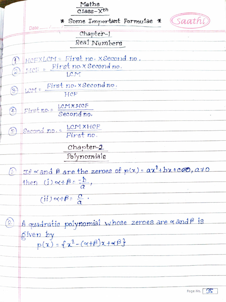 Class 10th Math Important Formula | PDF | Equations | Volume