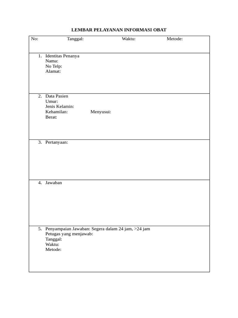 Form Pelayanan Informasi Obat Pdf