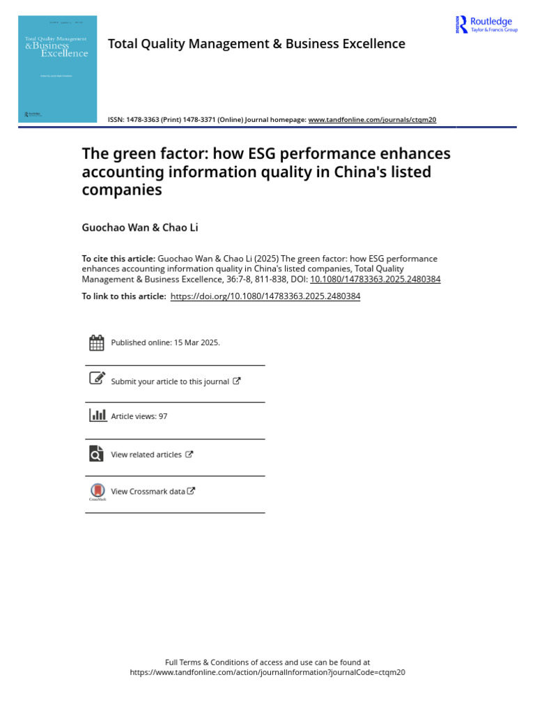 ESG Performance and Accounting Quality in China | PDF | Intelligence ...