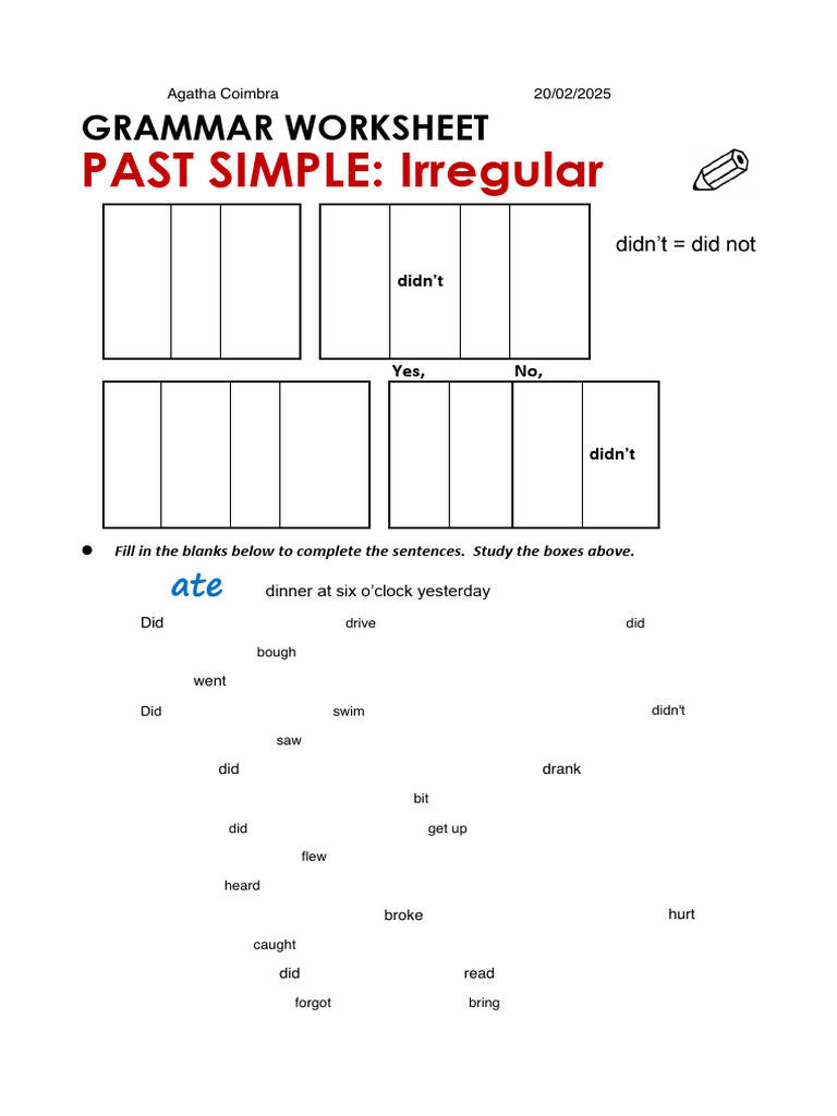 Past Simple Irregular Verbs Worksheet | PDF | Chess Theory | Chess