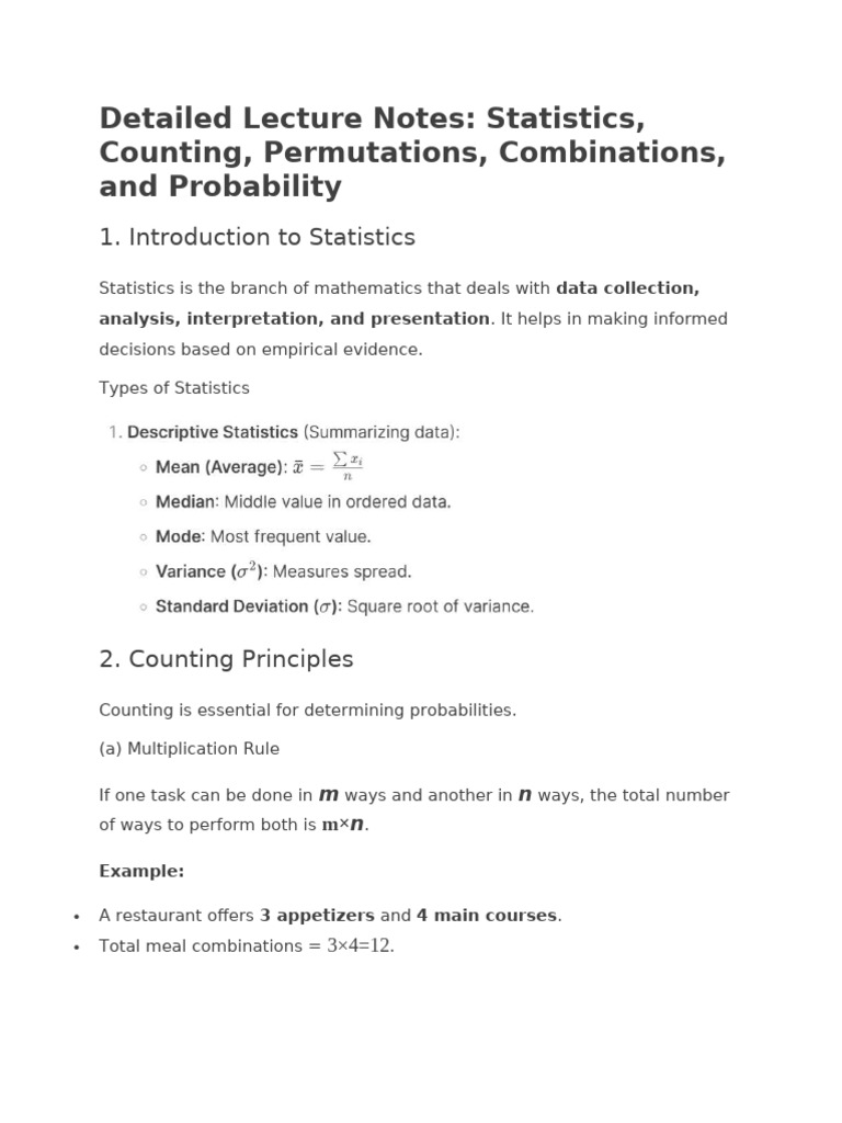Lecture Counting Permutation Combination | PDF | Probability | Statistics