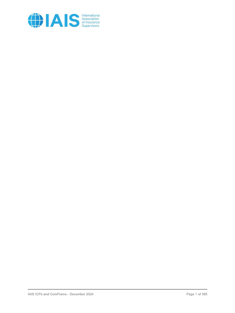 IAIS ICPs and ComFrame December 2024 | PDF | Insurance | Financial Services